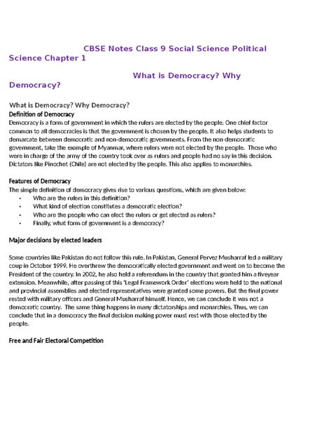 Cbse Notes Class 9 Social Science Political Science Chapter 1 What Is