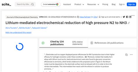 Lithium Mediated Electrochemical Reduction Of High Pressure N2 To Nh3 [scite Report]