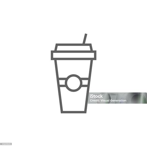 1회용 컵 술마시기 스트로 꺾은선형 아이콘크기 0명에 대한 스톡 벡터 아트 및 기타 이미지 0명 디자인 마실 것 Istock