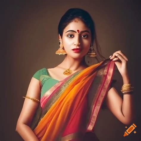 Photograph Of An Indian Girl In A Saree On Craiyon