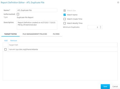 Duplicate File Report