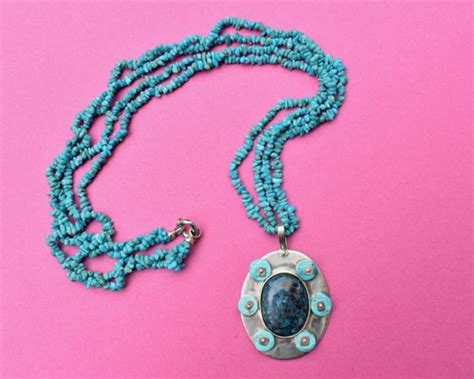 Collana Di Turchese Con Medaglione In Argento Con Crisocolla Gioielli Santori
