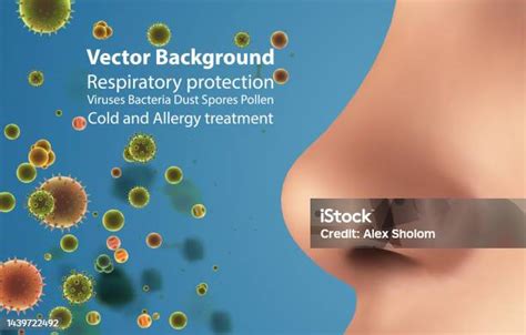 알레르기 및 질병 바이러스 및 박테리아 먼지 및 먼지로부터 호흡기 및 코를 보호하는 광고를위한 벡터 템플릿 건강관리와 의술에 대한 스톡 벡터 아트 및 기타 이미지 Istock