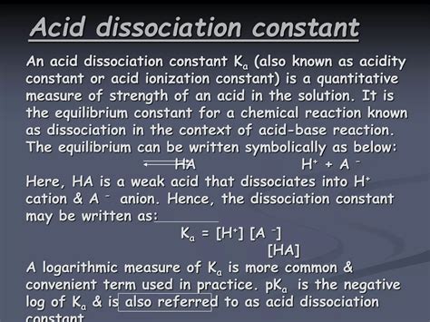 Pka And Acid Dissociation Constant Ppt