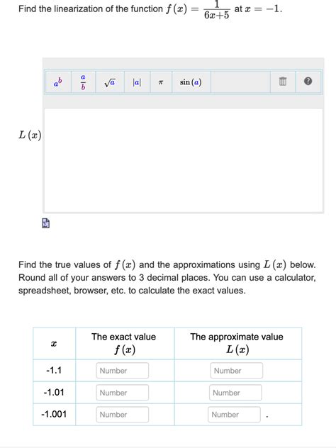 solved find the linearization of the function f x 16x 5 ﻿at