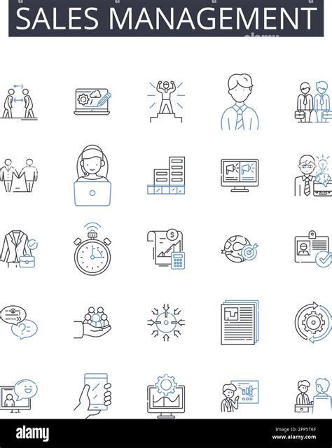 Sales Management Line Icons Collection Masculine Potent Dominant Robust Vigorous Dynamic