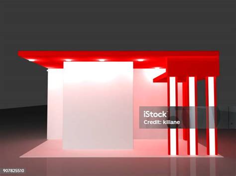 빨간색과 흰색 라운드 부스 플래그와 함께입니다 3d 디자인 0명에 대한 스톡 사진 및 기타 이미지 0명 광고 기업 비즈니스 Istock