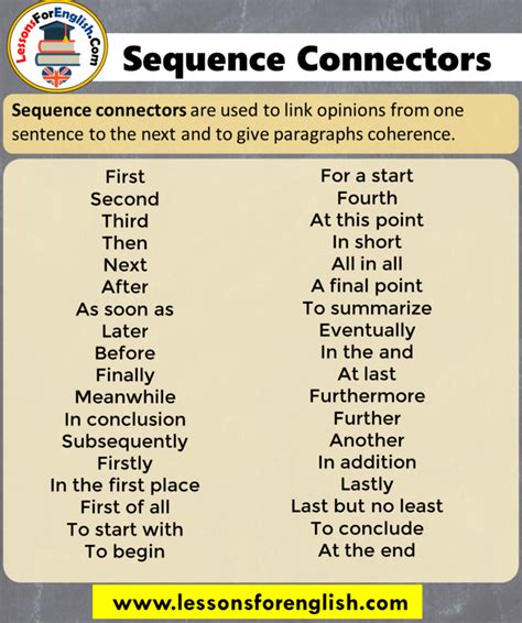 Learn English Sequence Connectors