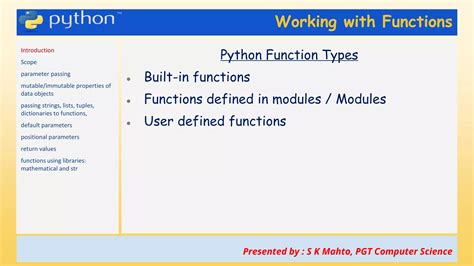 1 Cs Xiipythonfunctionsintroduction Types Of Func Ppt
