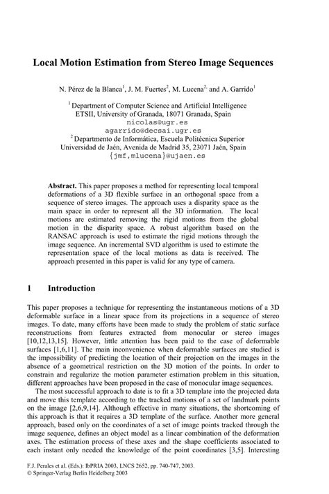Pdf Local Motion Estimation From Stereo Image Sequences
