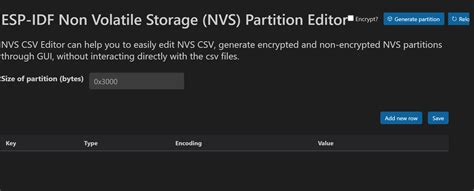 Bug Report NVS Partition Editor Empty VSC 803 Issue 593