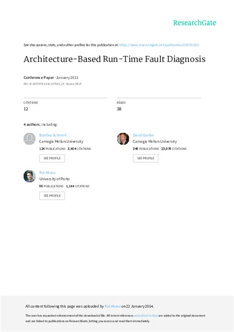 Pdf Architecture Based Run Time Fault Diagnosis