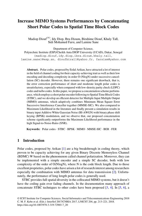 PDF Increase MIMO Systems Performances By Concatenating Short Polar