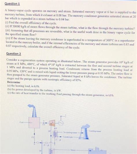 Solved Question 1 A Binary Vapor Cycle Operates On Mercury
