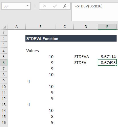 STDEVA Function Formula Examples How To Use STDEVA