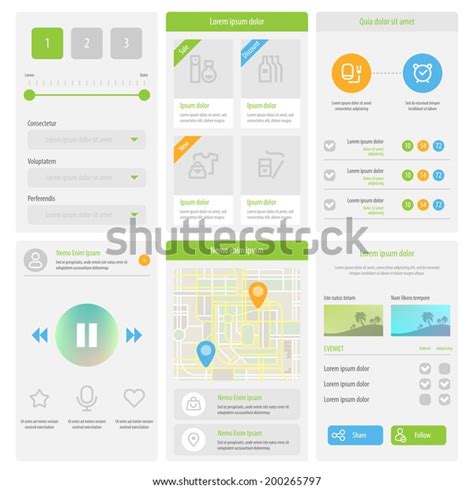 flat mobile ui design set flat stock vector royalty free 200265797