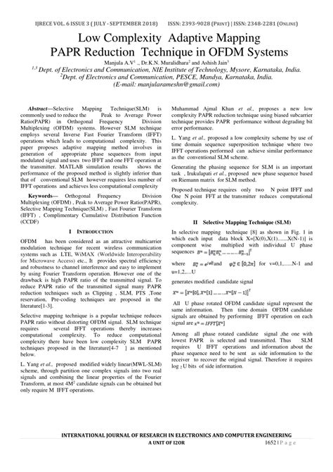 Pdf Low Complexity Adaptive Mapping Papr Reduction Technique In Ofdm Systems