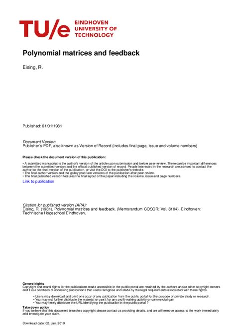 pdf polynomial matrices and feedback