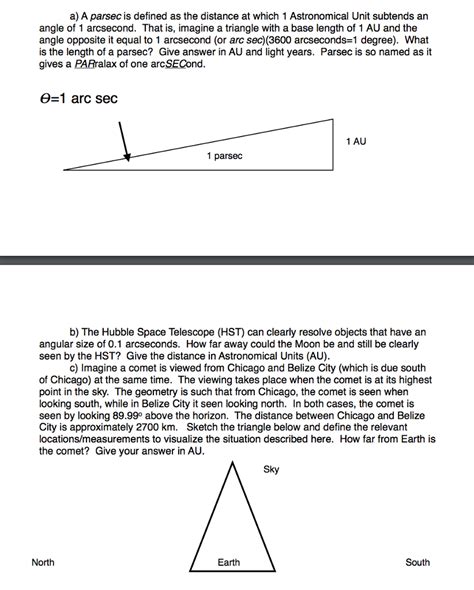 Solved A A Parsec Is Defined As The Distance At Which 1