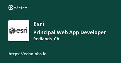 Esri Is Hiring Principal Web App Developer Usd 99k 156k Redlands Ca
