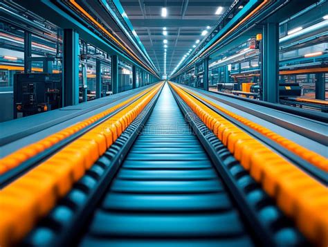 Conveyor Belts Dominate A Modern Industrial Setting Curving Gracefully Towards A Corner While