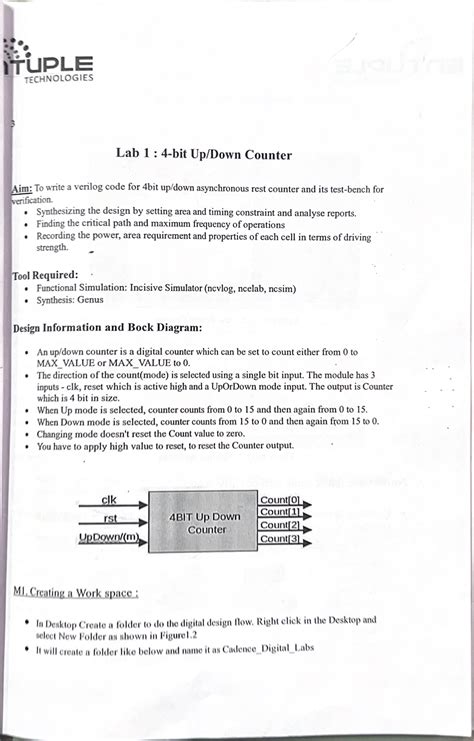 vlsi lab hello tuple technologies lab 1 counter aim to write a verilog code for 4bit