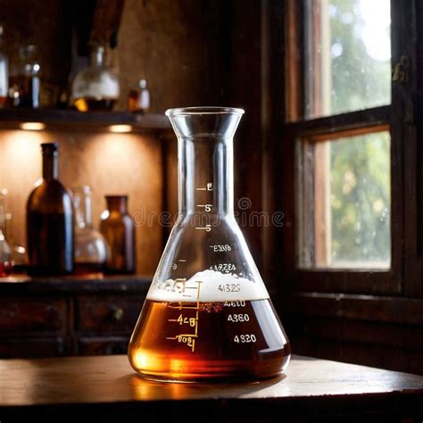 Erlenmeyer Flask Of Liquid Science Apparatus Equipment To Measure Liquids Stock Illustration