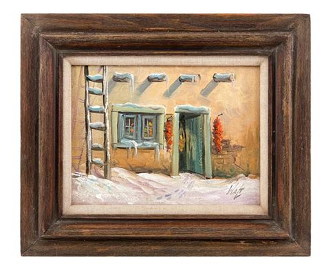Walter Bambrook Walter Bambrook 1910 1984 Pueblo In Winter Oil On