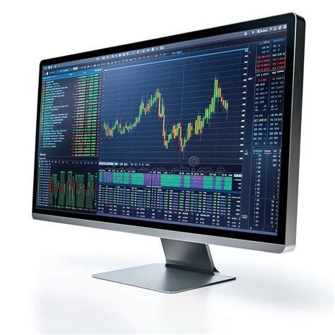 A Modern Computer Screen Displaying Detailed Stock Charts On A Pure