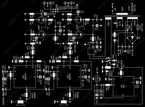 Technical Schematic Diagram Of Analog Electronic Device Vector Drawing