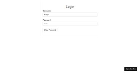 weblessons show hide password codesandbox