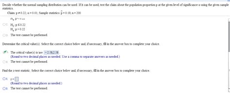 Solved Decide Whether The Normal Sampling Distribution Can