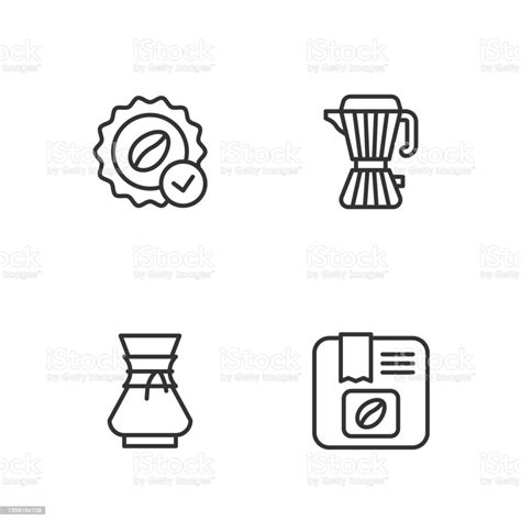 커피 원두 세트 백 메이커 위에 붓기 메달 및 커피 모카 냄비 아이콘 벡터 구이에 대한 스톡 벡터 아트 및 기타 이미지 구이 아이콘 커피 마실 것 Istock
