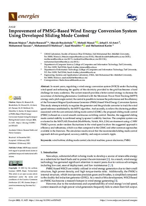 pdf improvement of pmsg based wind energy conversion system using developed sliding mode control
