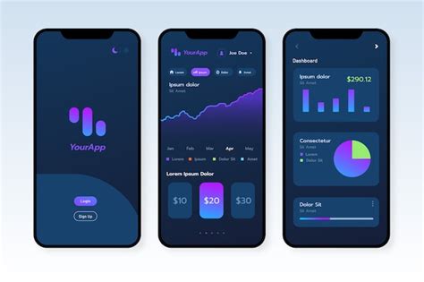 Free Vector Gradient Dark Mode App Template