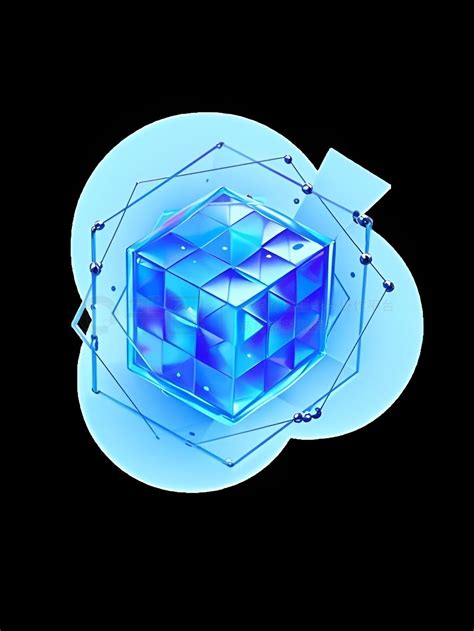 高科技ai数字艺术 3d科技感全息魔方矢量元素3d渲染未来感蓝色透明立方体高科技装置艺术插画 Ai立体元素免费下载png格式2592像素编号71510932 千图网