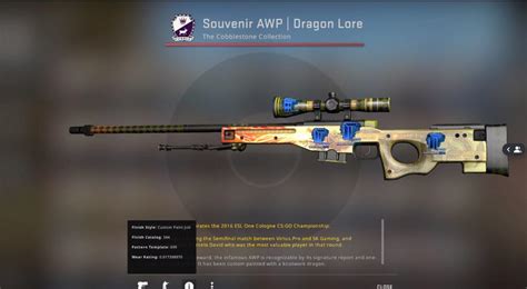 Souvenir Dragon Lore Fnew With 4 Stickers Titan Holo Katowice 2014