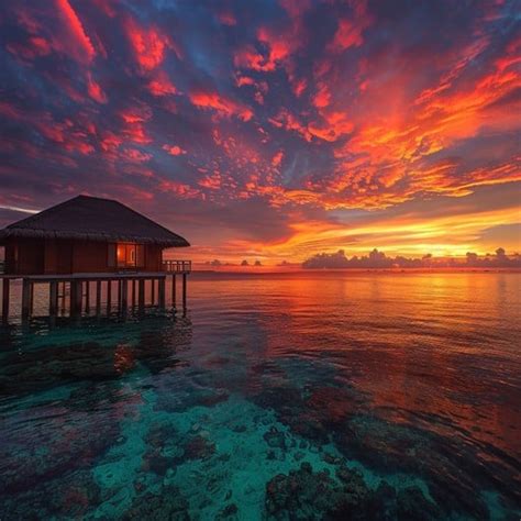 Free Sunset Ocean Serenity Image Sunset Ocean Bungalow Download