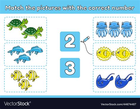 Match The Pictures With The Correct Number 5 Vector Image