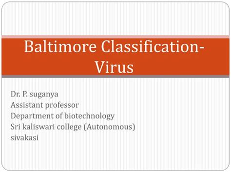 Baltimore Classification Of Viruses Presentation Pptx