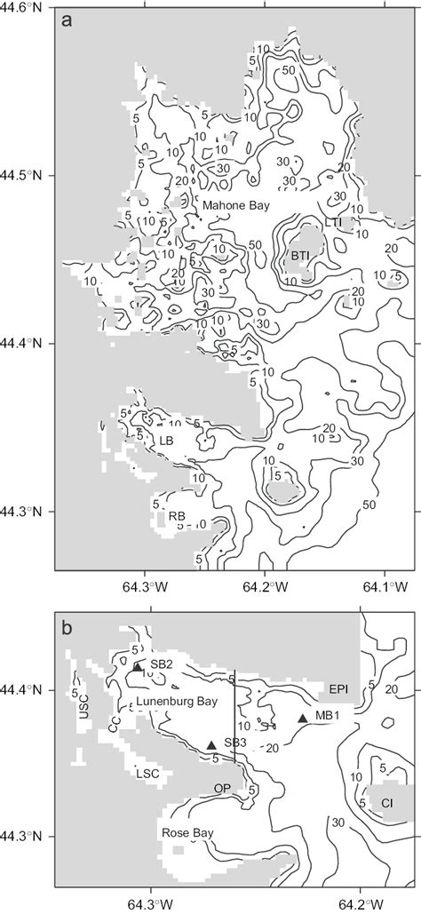 Model Domains Of A Mahone Bay Mb Lunenburg Bay Lb And Rose Bay Download Scientific