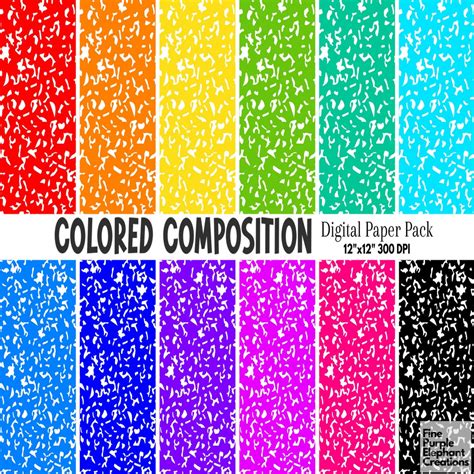 Colored Composition Digital Paper Notebook Cover Pattern Kdp Back