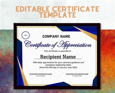 Editable Certificate Powerpoint Template 2023