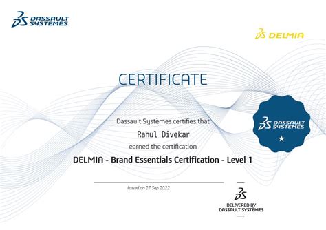Rahul Divekar On Linkedin Certification Delmia Dassaultsystemes Level1