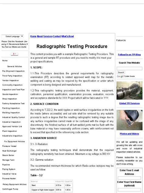 Radiographic Testing Procedure Pdf Radiography Welding
