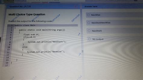 Predict The Output For The Following Java Code Java Public Class Main