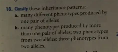 Classify These Inheritance Patterns A Many Different Phenotypes