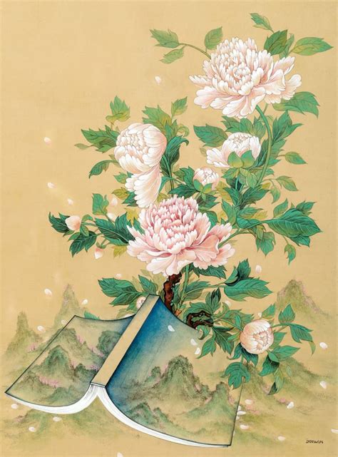 책가도 낙원 일러스트레이션 파인아트 모란 그림 그림 예술 그림