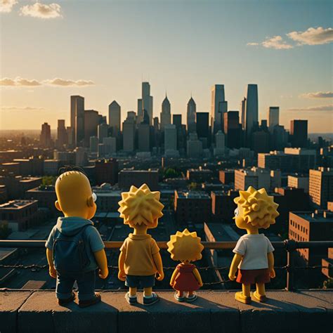 The Simpsons Cartoon Characters Springfield Cityscape With