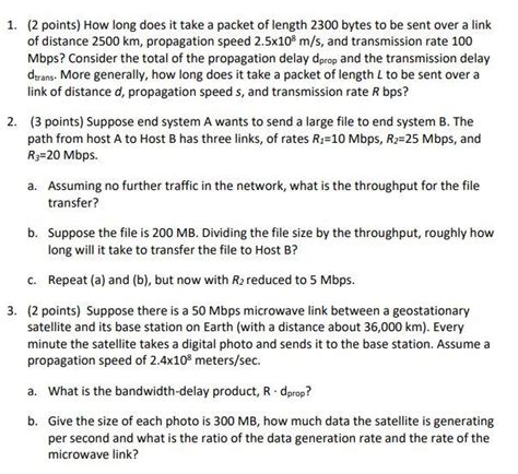 Solved 1 2 Points How Long Does It Take A Packet Of